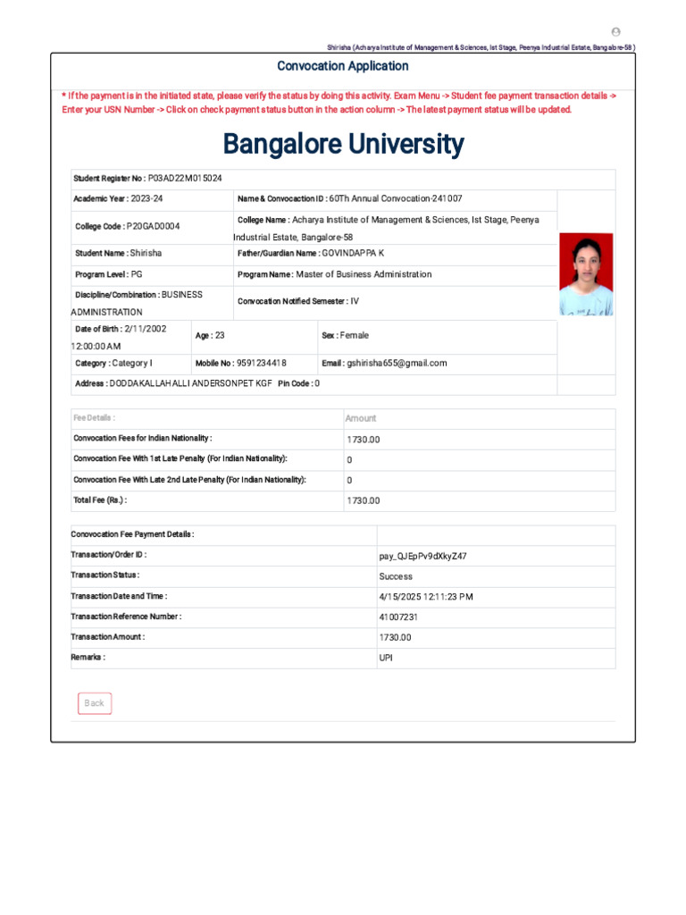 Convocation Fees Payment | PDF | Payments