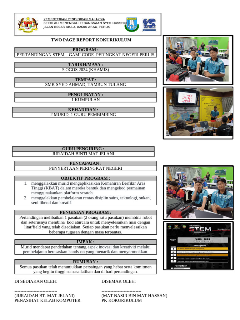 Two Page Report Gami Code 2024 | PDF