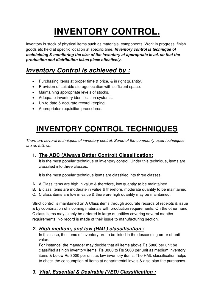 Inventory Control | PDF | Inventory | Enterprise Resource Planning