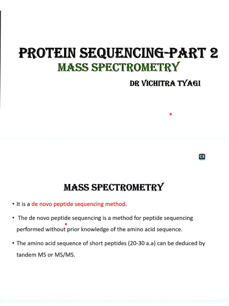 protein sequencing; mass spectrometry | PDF