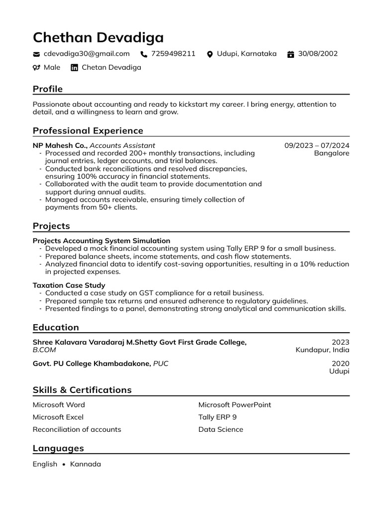 Chethan-Devadiga CV1 | PDF