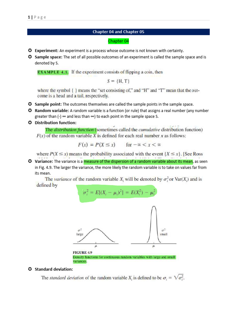 CIT 323 Chapter 04 and Chapter 05 | PDF | Type I And Type Ii Errors | Variance
