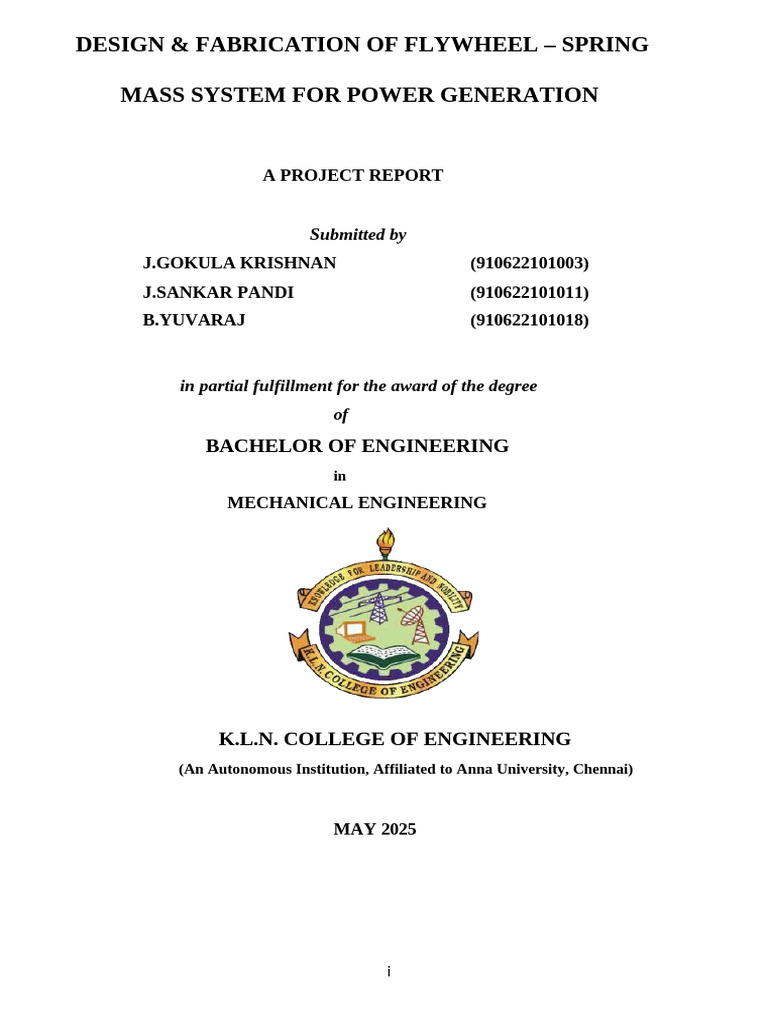 Design & Fabrication of Flywheel | PDF | Electric Motor | Bearing ...