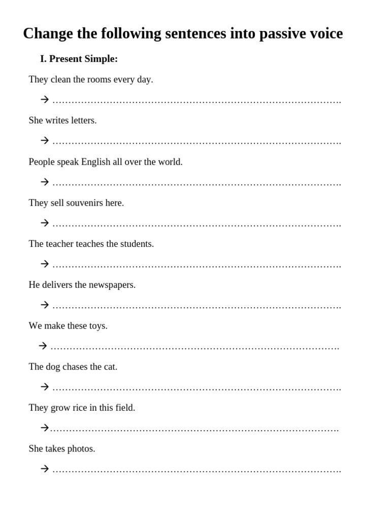 Passive Voice Sentence Transformations | PDF | Grammar | Languages