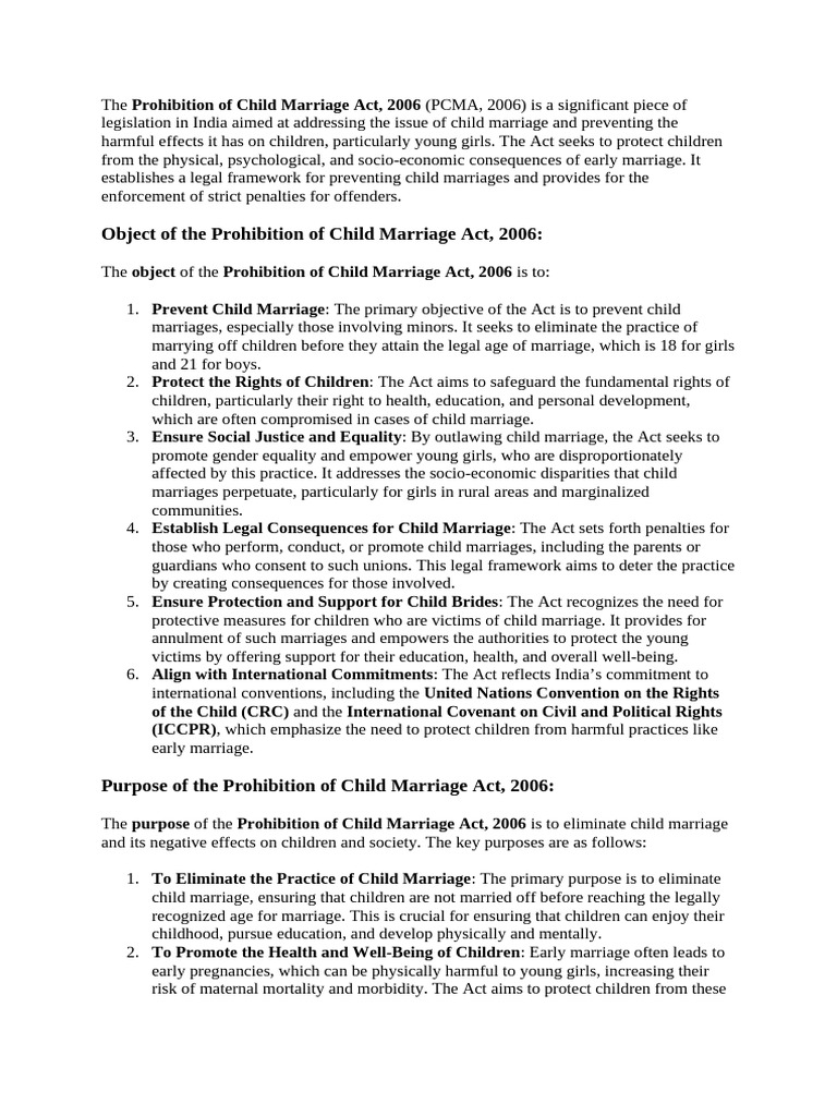 Ob and PR of Pcma 2006 | PDF | Child Marriage | Marriage