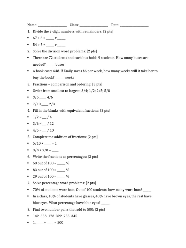 Grade 3 Math S2 Assessment | PDF