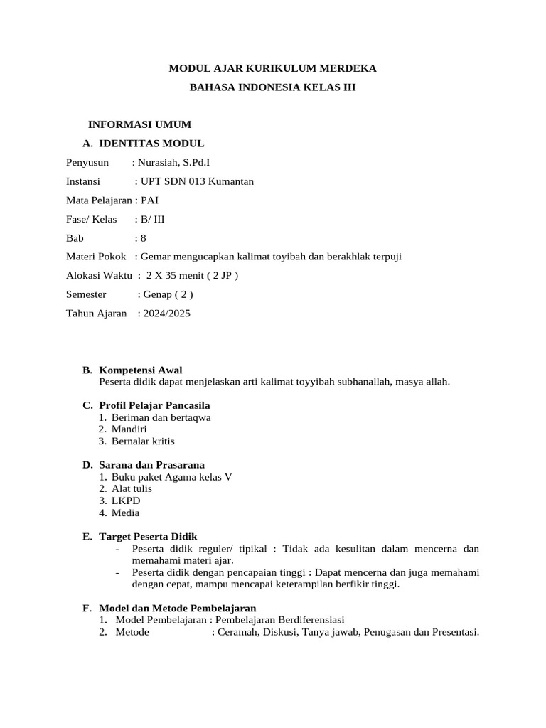 MODUL AJAR Supervisi | PDF