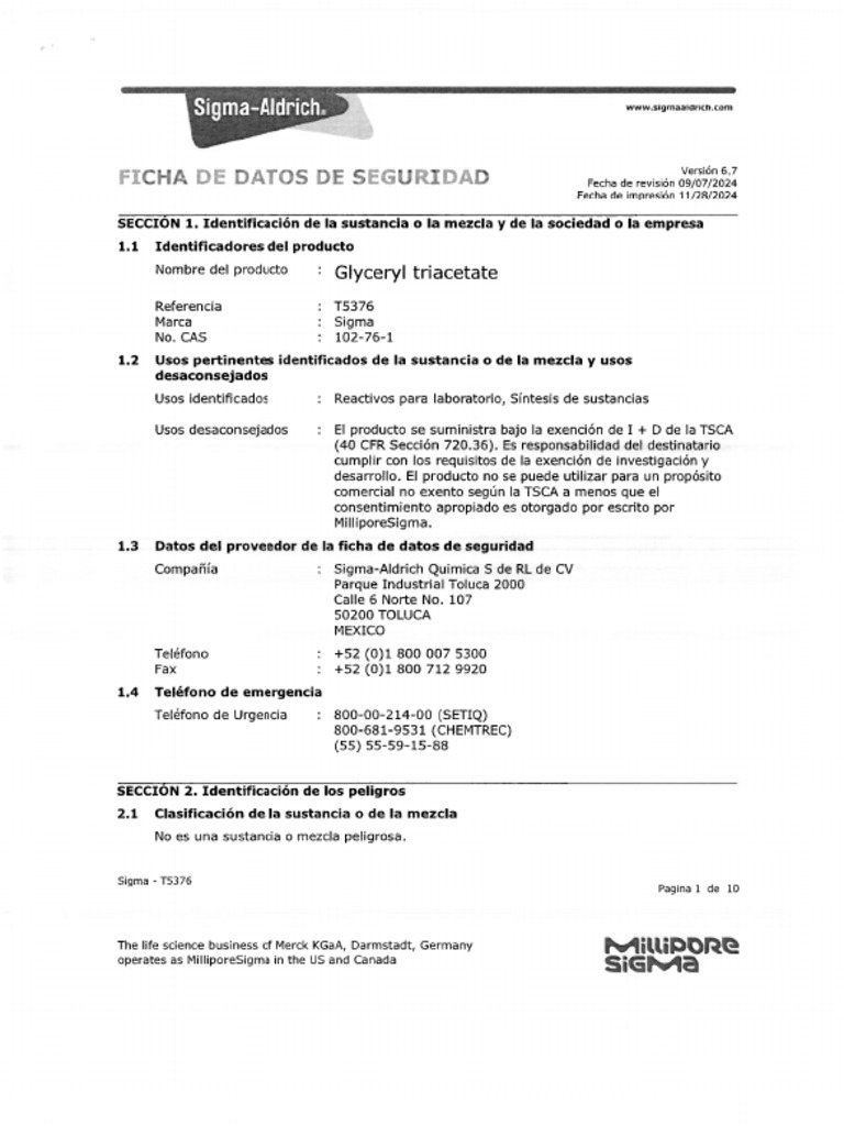 Glyceryl Triacetate | PDF