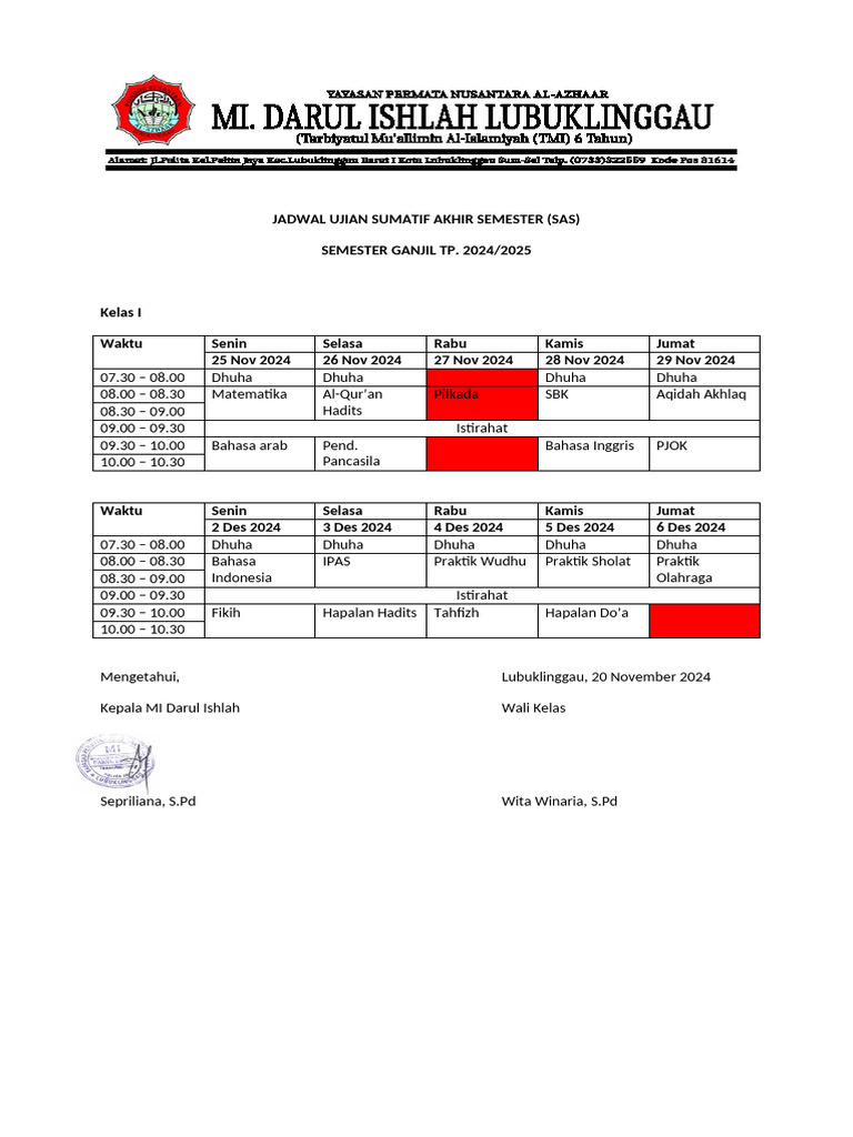 Jadwal 1 | PDF