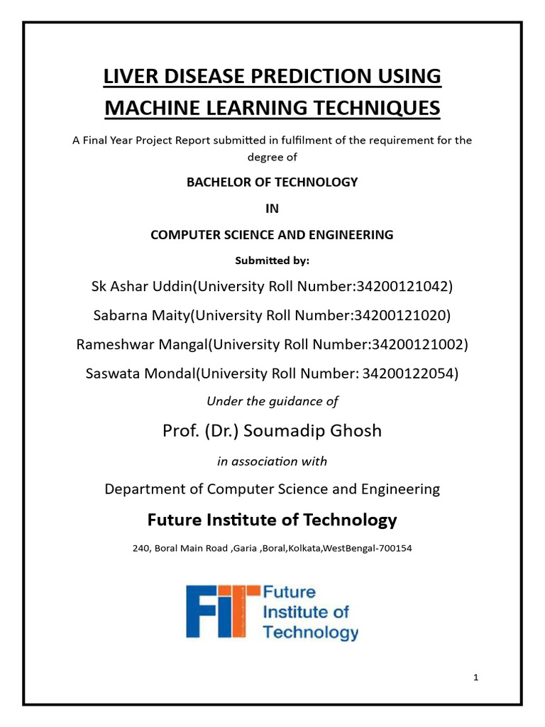 Liver Disease Prediction Using Machine Learning Final Pdf Machine Learning Cirrhosis