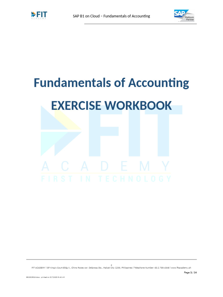 FundAcc Exercise Workbook NEW | PDF | Bookkeeping | Accounting