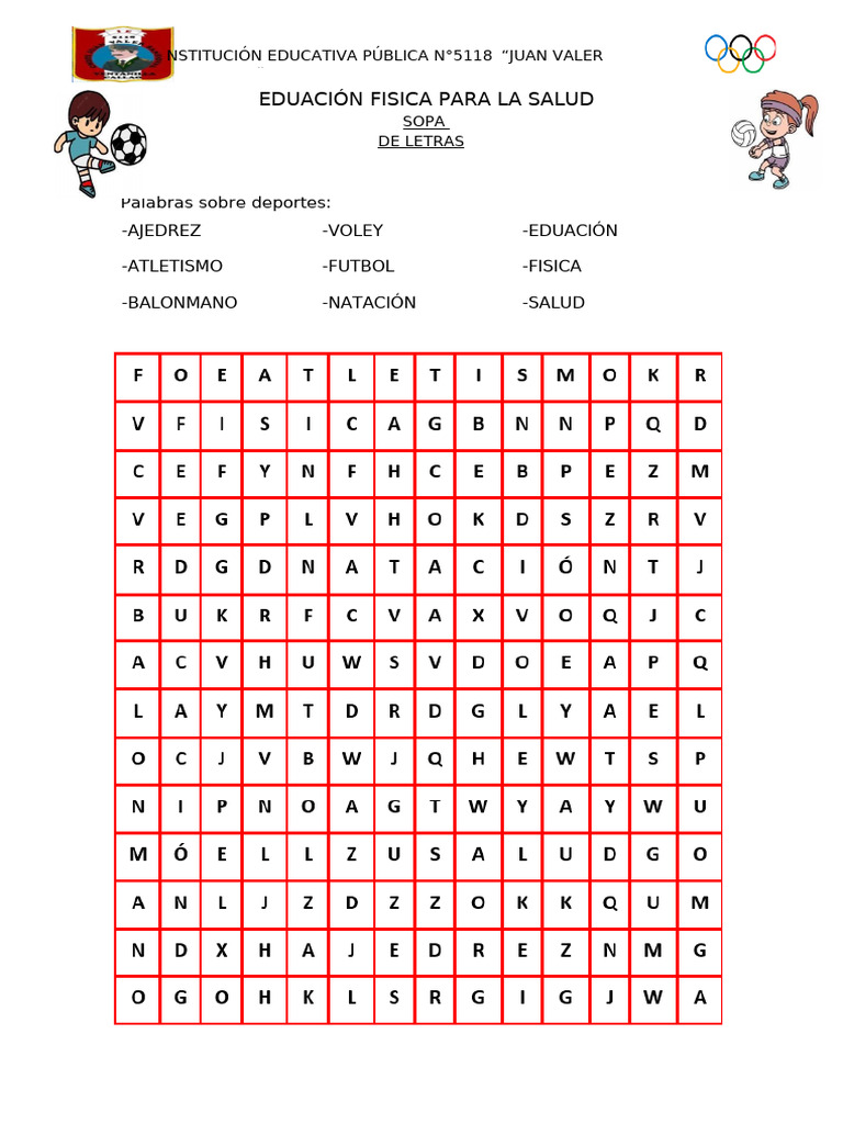 Eduación Fisica Para La Salud-sopa de Letras_115328 | PDF