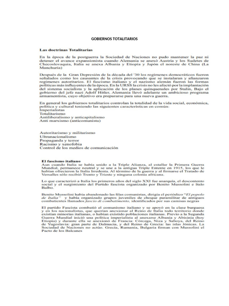 Gobiernos Totalitarios | PDF