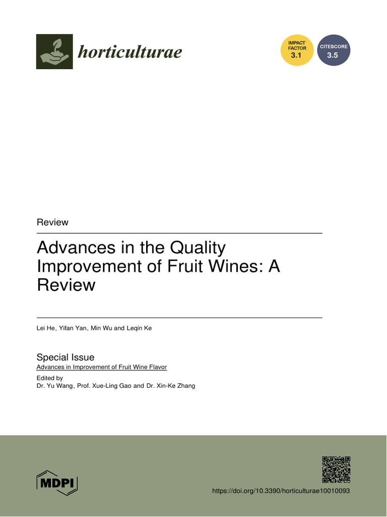 Quality Improvement in Fruit Wines Review | PDF | Fermentation In ...