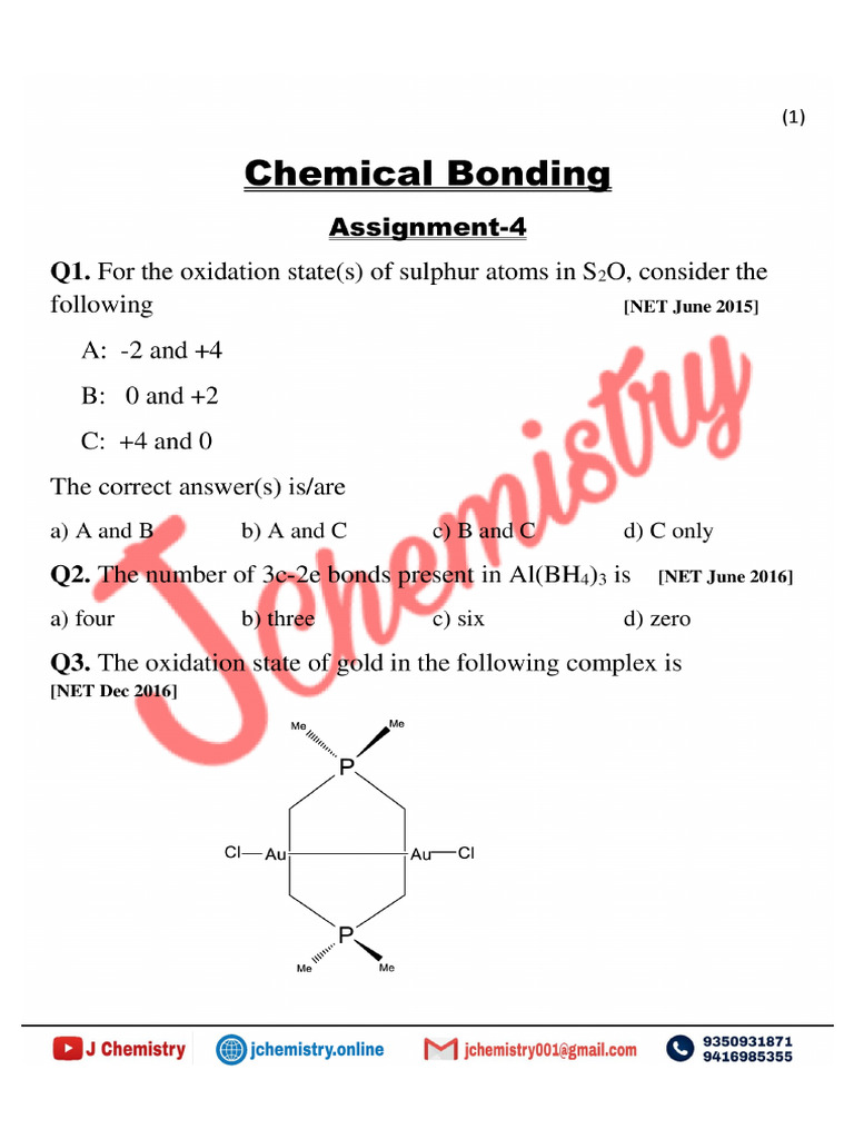 Chemical Bonding Assignment 4 | PDF