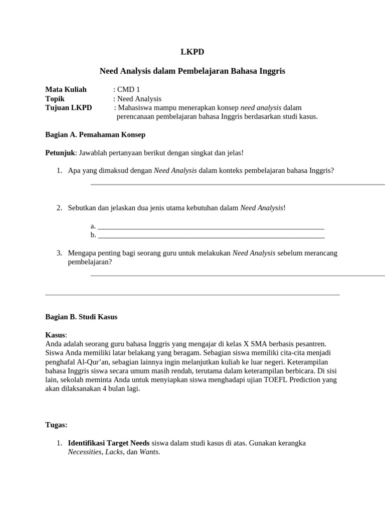 LKPD Need Analysis | PDF