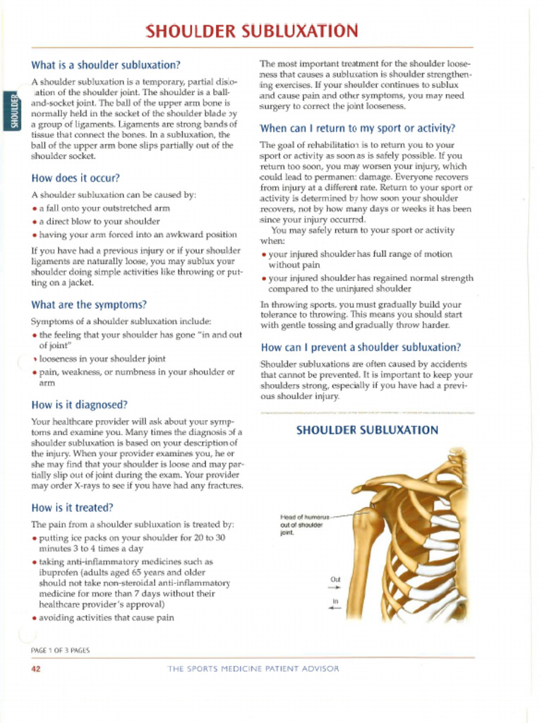 Shoulder Subluxation | PDF