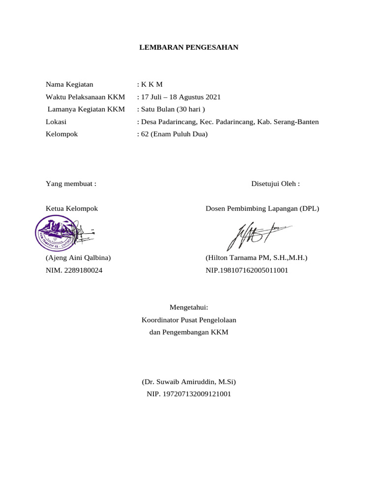 Lembaran Pengesahan | PDF