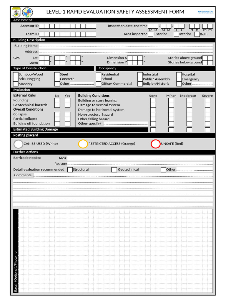 Level-1 Earthquake Damage Assessment Form | PDF | Civil Engineering