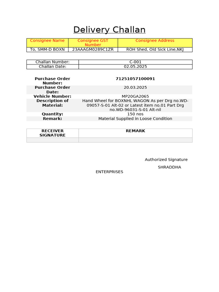 Delivery Challan | PDF