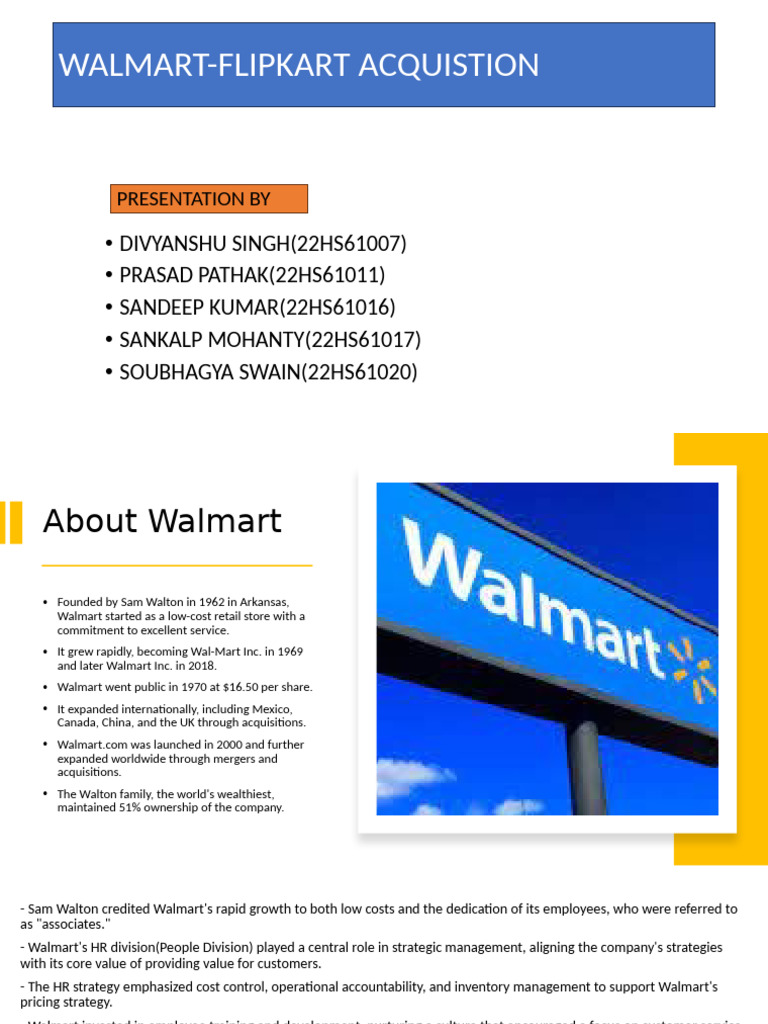 Walmart's Acquisition of Flipkart Overview | PDF | Walmart | Startup ...