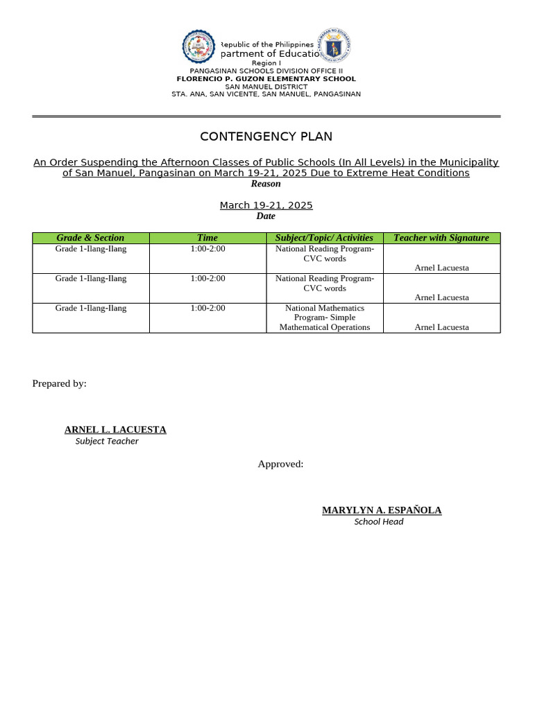 CONTENGENCY-PLAN | PDF