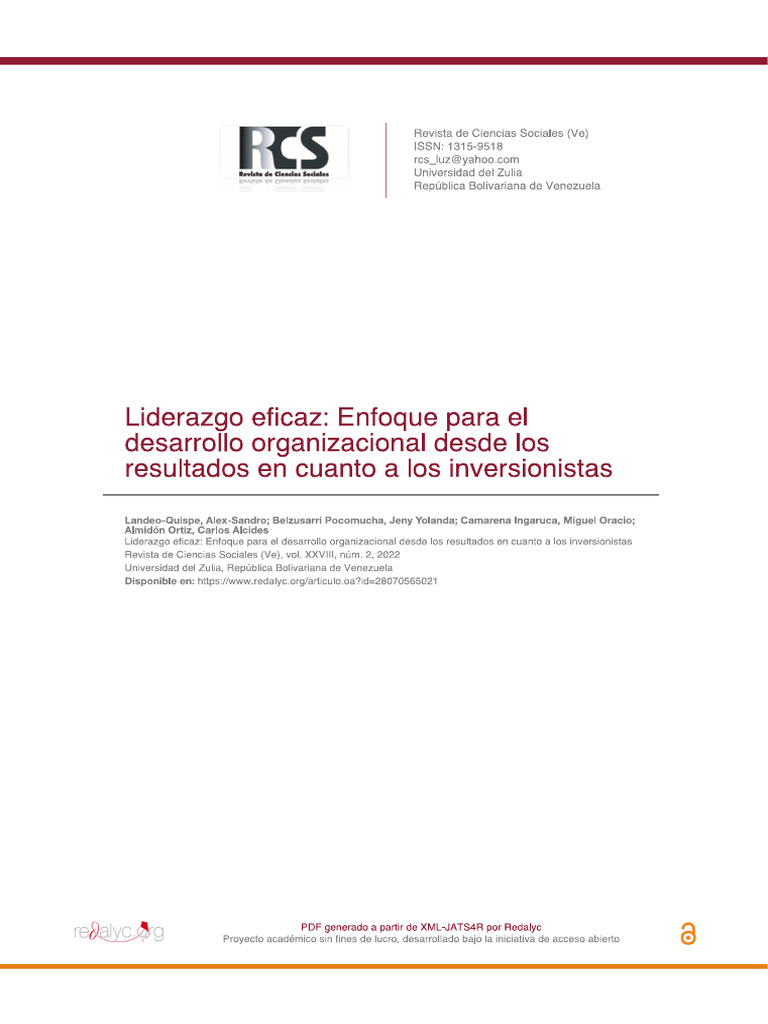 Liderazgo Eficaz Enfoque Organizacional | PDF