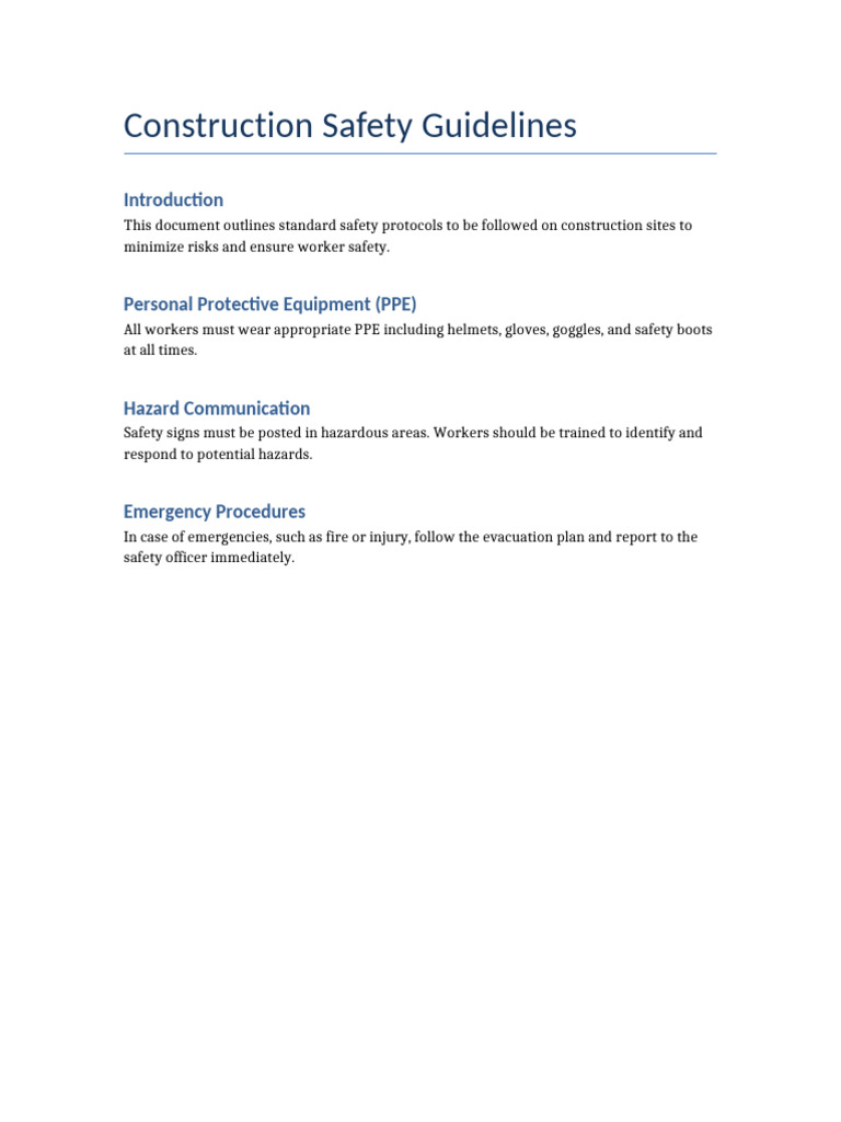Construction Safety Guidelines | PDF