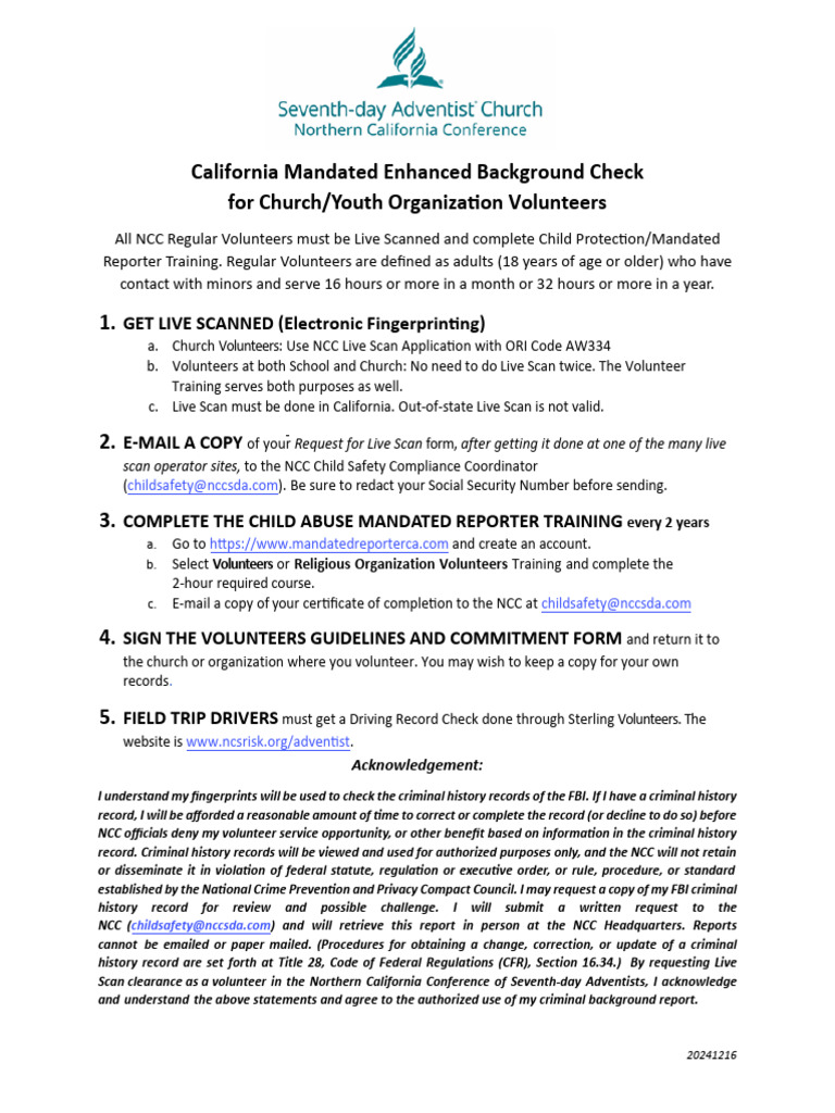 Enhanced Background Checks for Church Volunteers | PDF | Criminal ...