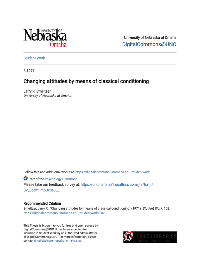 Changing Attitudes by Means of Classical Conditioning | PDF | Classical ...