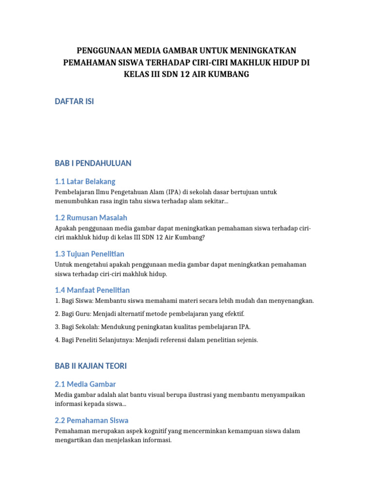 Karil Media Gambar IPA Kelas3 DaftarIsi | PDF