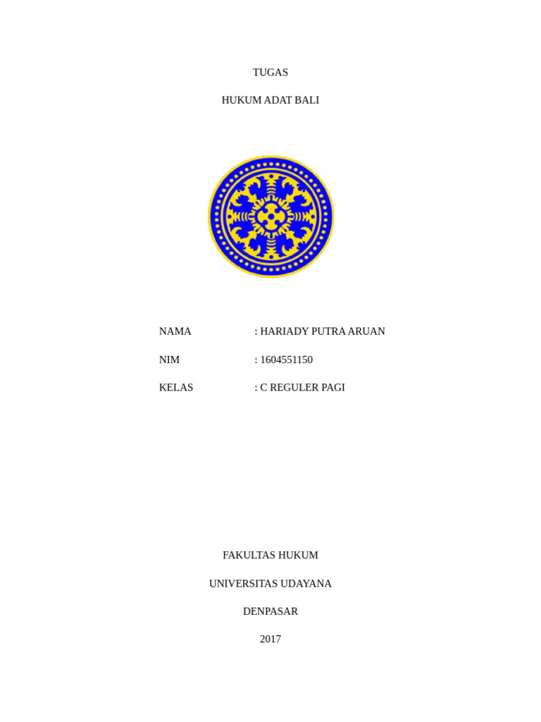 TUGAS HUKUM ADAT BALI | PDF