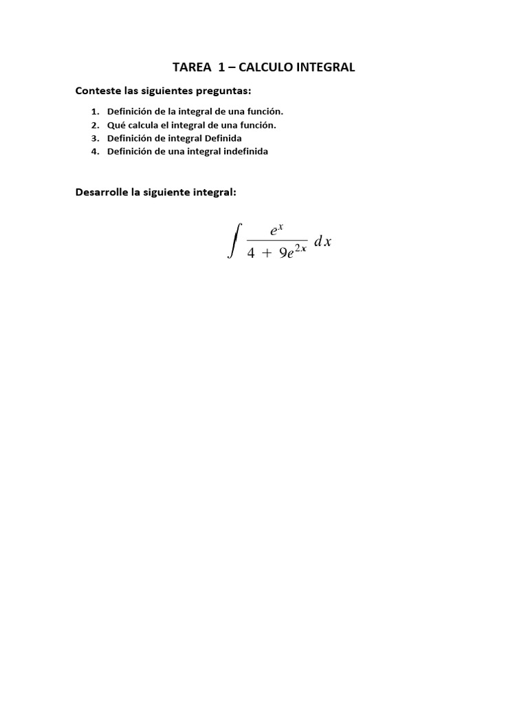 Tarea 1 Calculo Integral | PDF