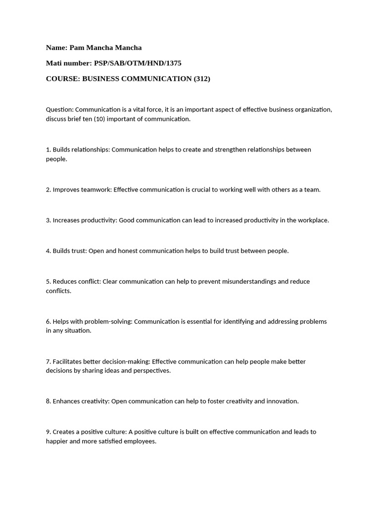 Business Communication Assignment | PDF