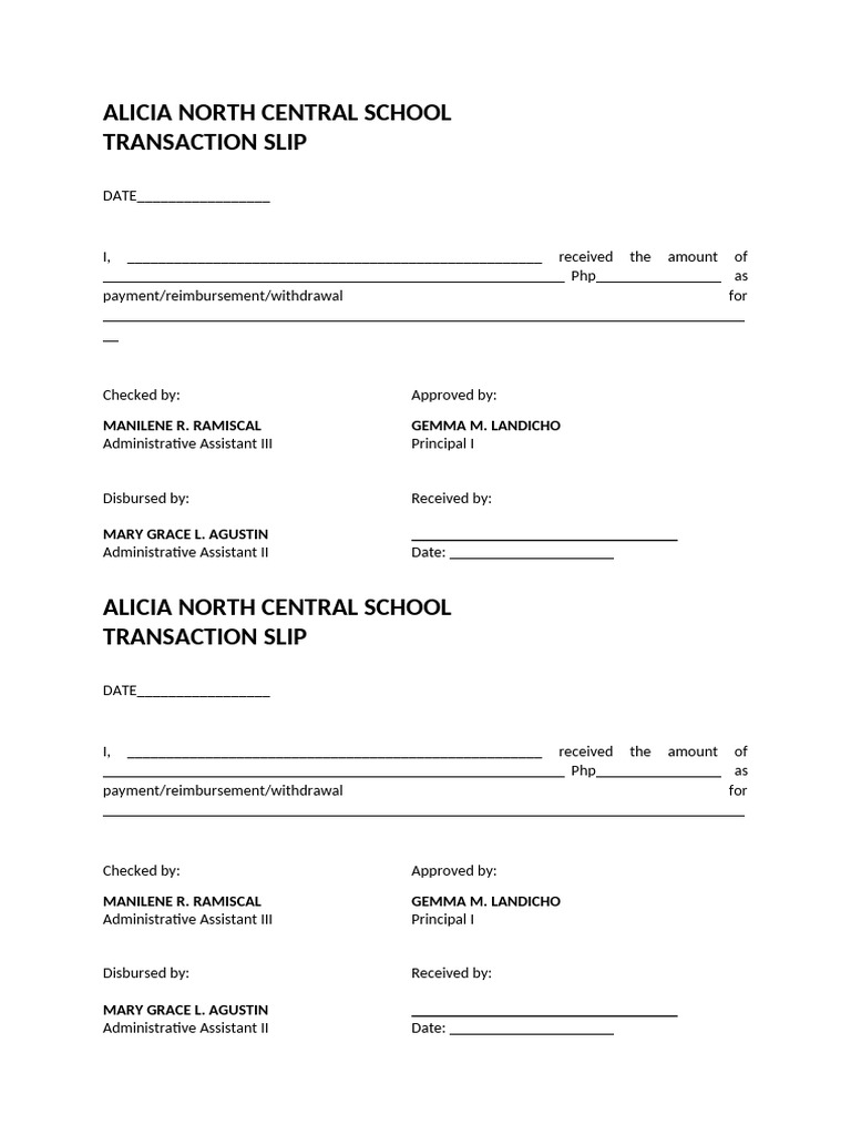 canteen transaction slip | PDF