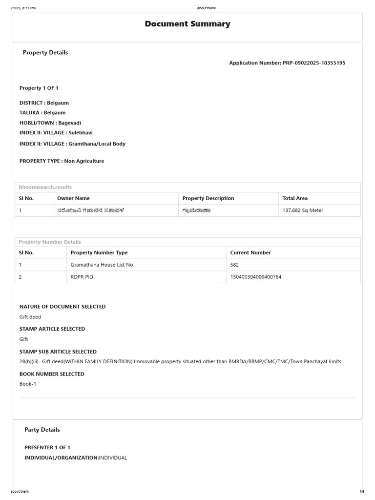 Summary of Satapale Gift Deed | PDF | Common Law | Civil Law (Common Law)
