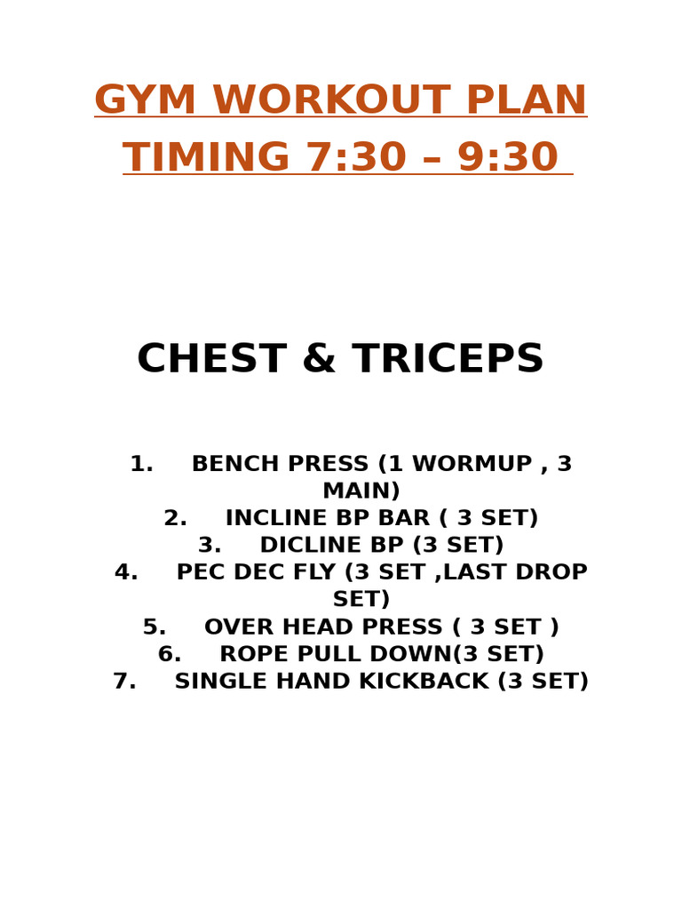 Gym Workout Plan | PDF