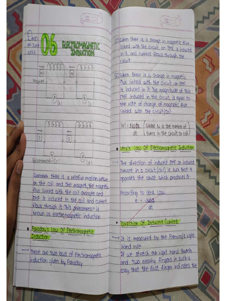 Physics (Ch-6) Electromagnetic Induction (EMI) | PDF