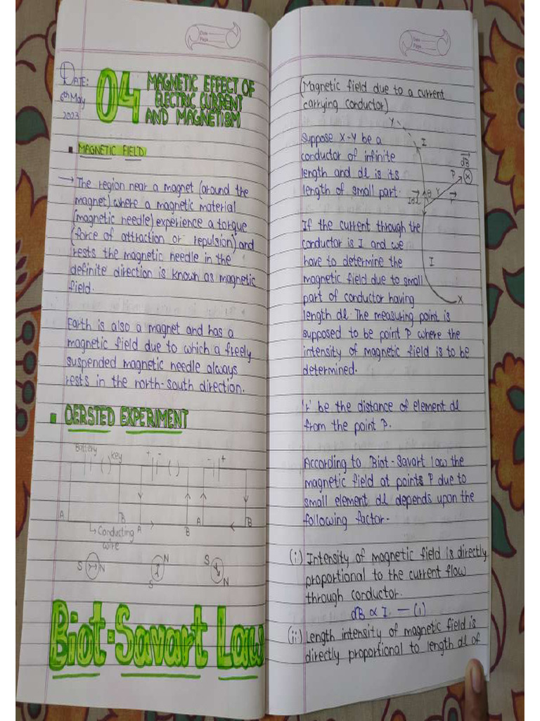 Physics (Ch-4) Magnetic Effect of Electric Current and Magnetism | PDF