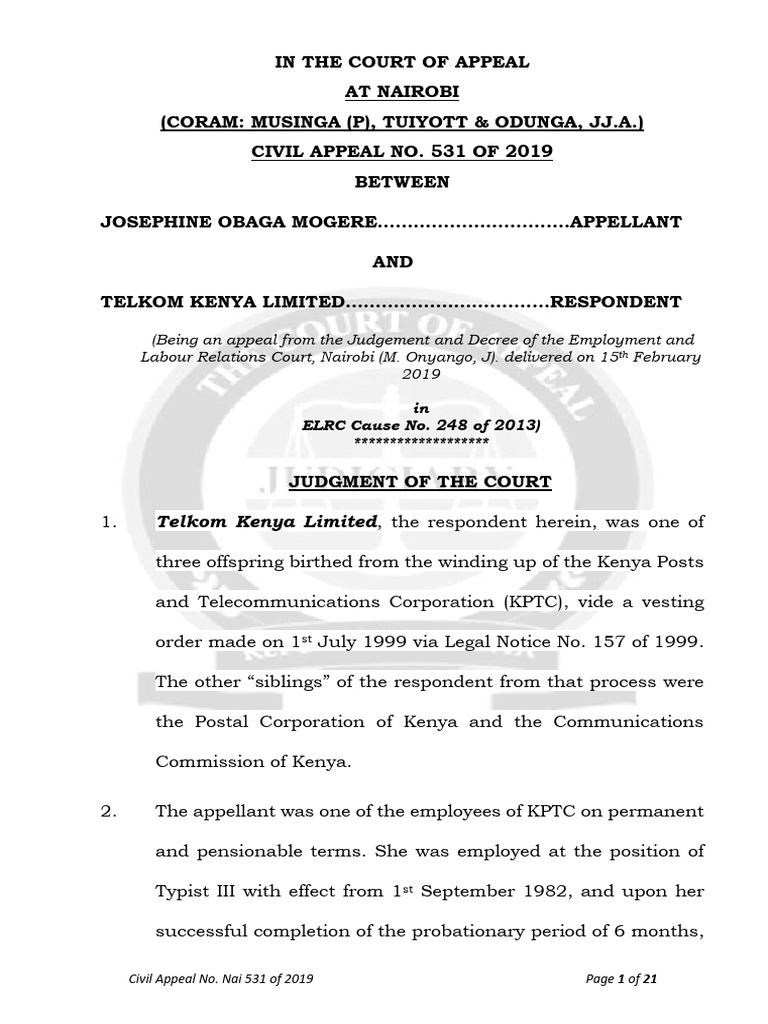 Civil Appeal No. 531of 2019 | PDF | Employment | Appeal