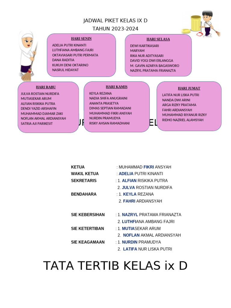 JADWAL PIKET KELAS IX D | PDF