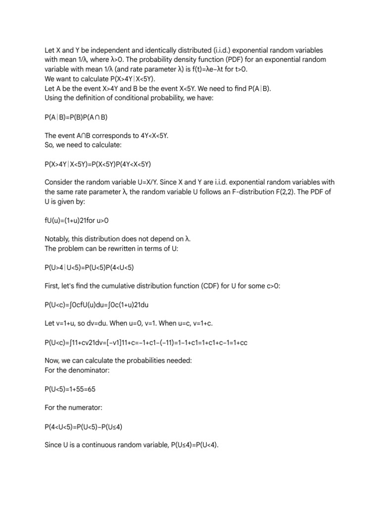Conditional Probability of Exponential Random Variables | PDF
