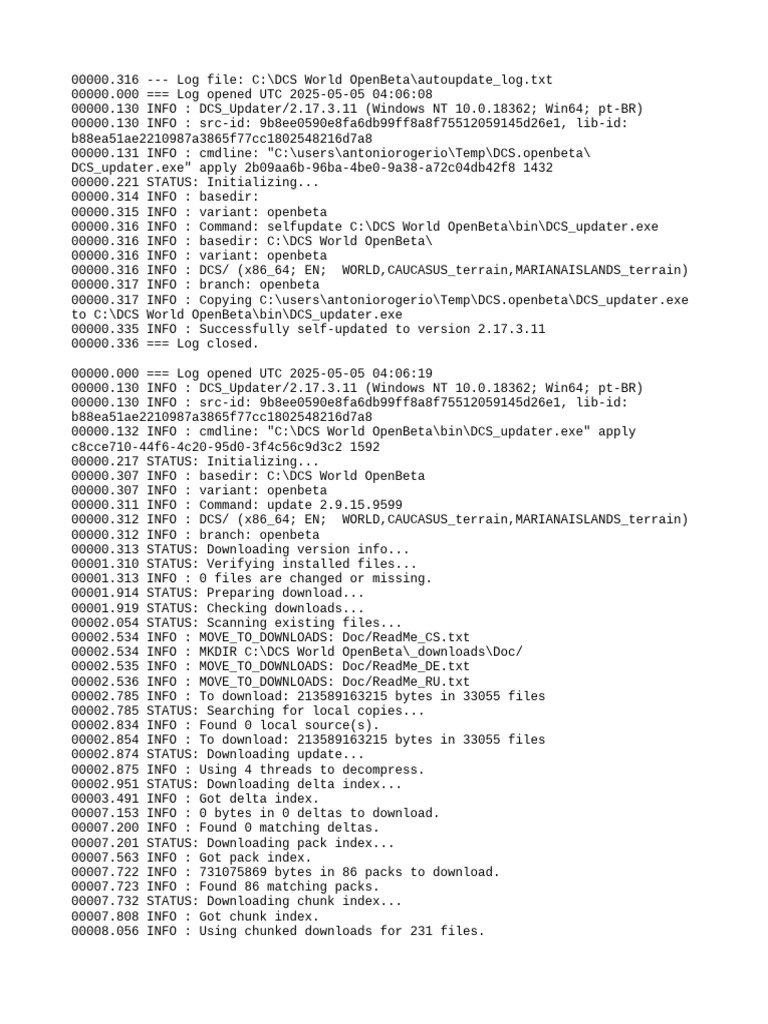 Autoupdate Log Old | PDF | Computing | Aircraft