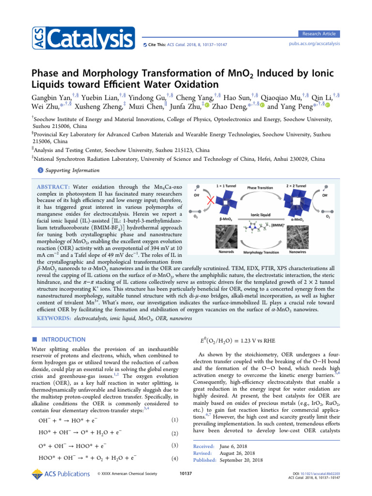 23 Phase and Morphology Transformation of MnO2 Induced by Ionic Liquids ...