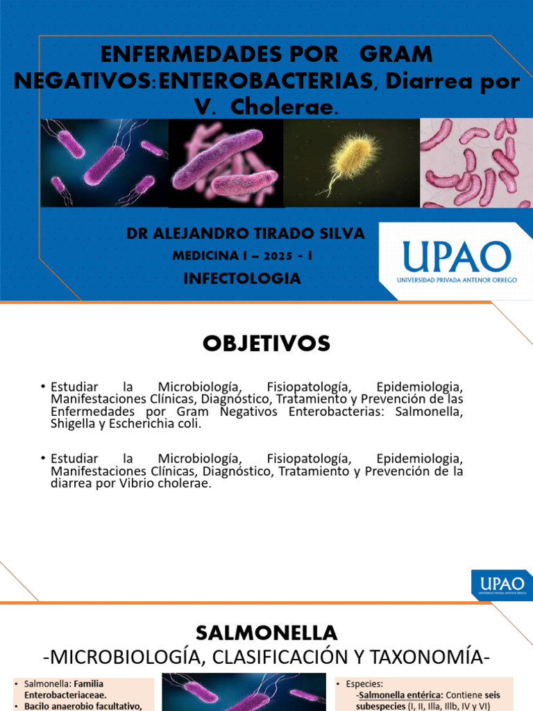 CLASE 3 - Enfermedades Por ENTEROBACTERIAS SALMONELLA, SHIGELLA, E. COLI Y DIARREA POR VIBRIO ...