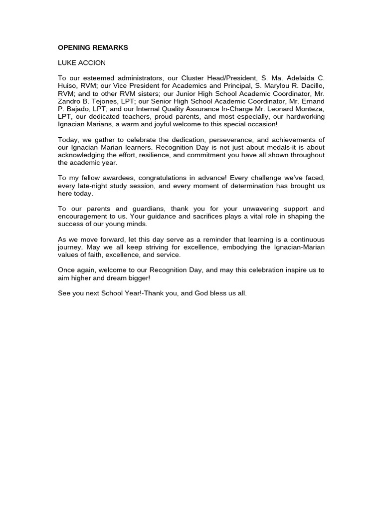 OPENING REMARKS | PDF