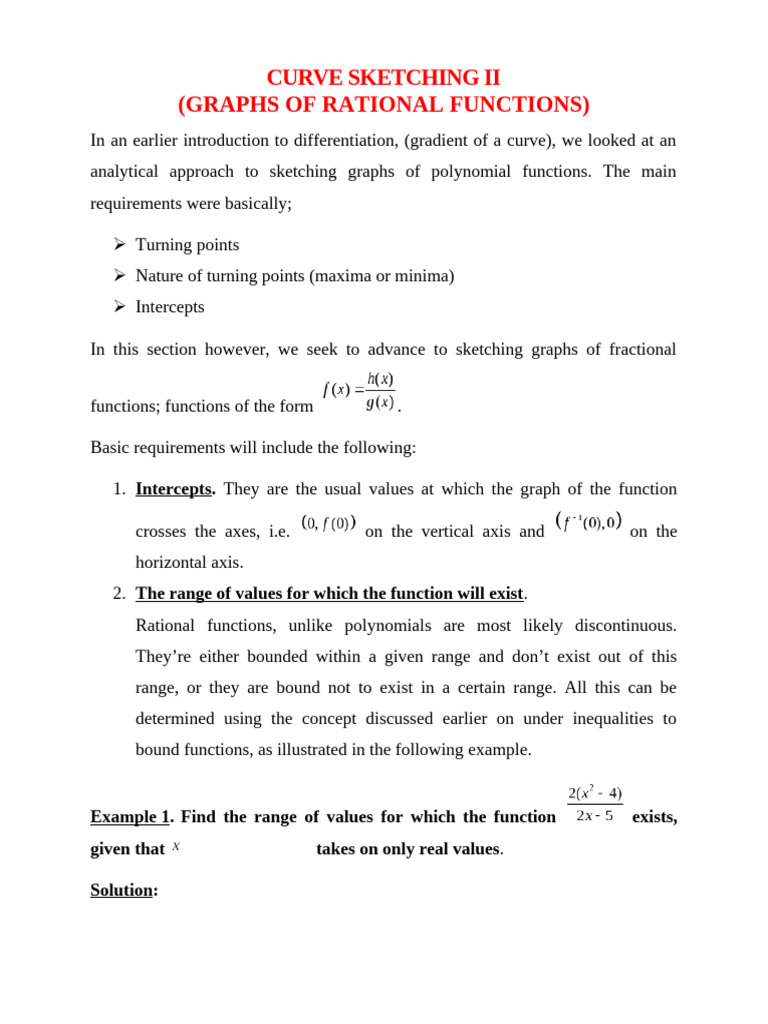 Further Curve Sketching | PDF | Asymptote | Mathematical Objects