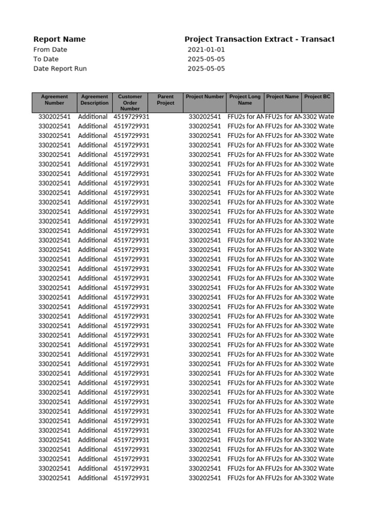 Transaction Detail by Agreement - XLS - TDR-Agreement | PDF