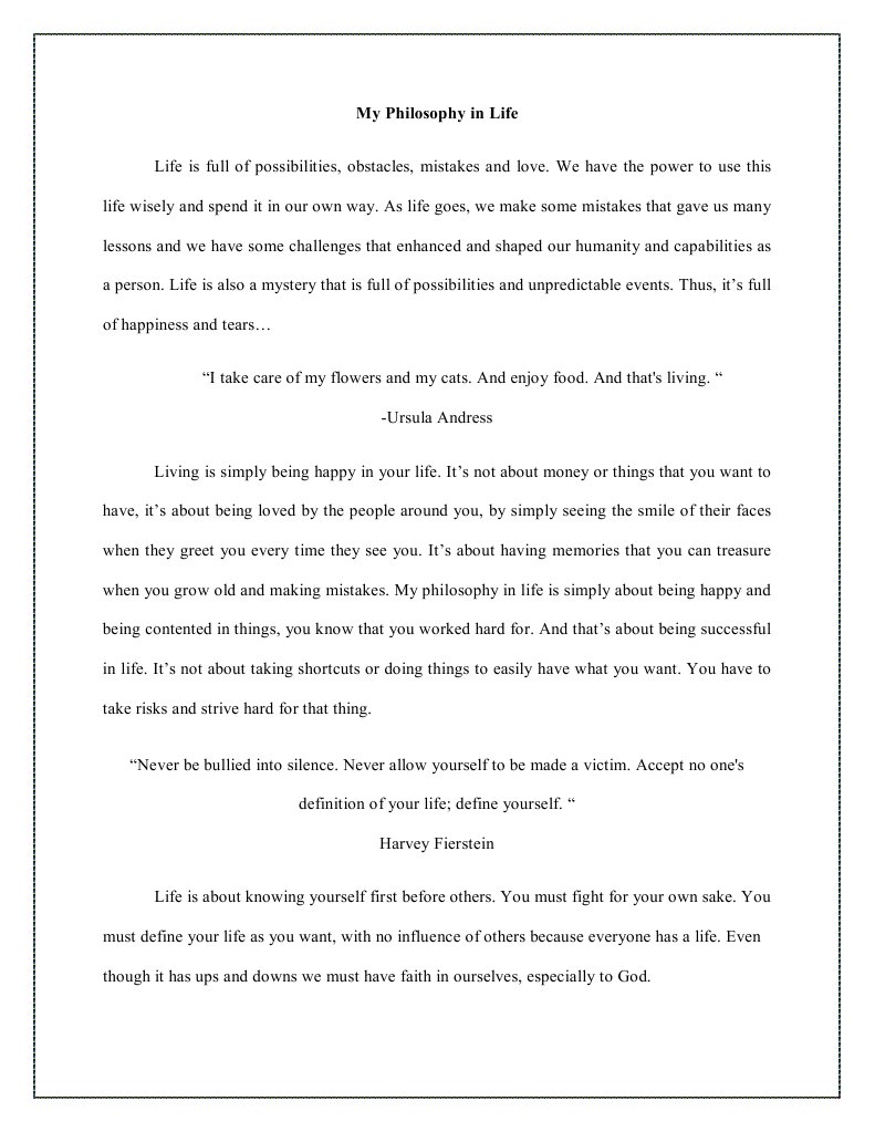 My Philosophy in Life | PDF