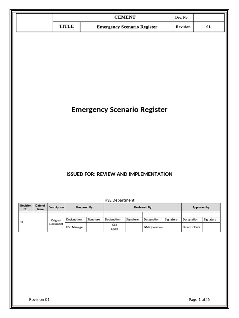 5C. Emergency Scenario Register | PDF | Firefighting | Emergency